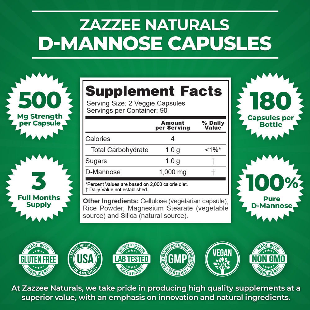 D-Mannose Capsules – Zazzee Naturals